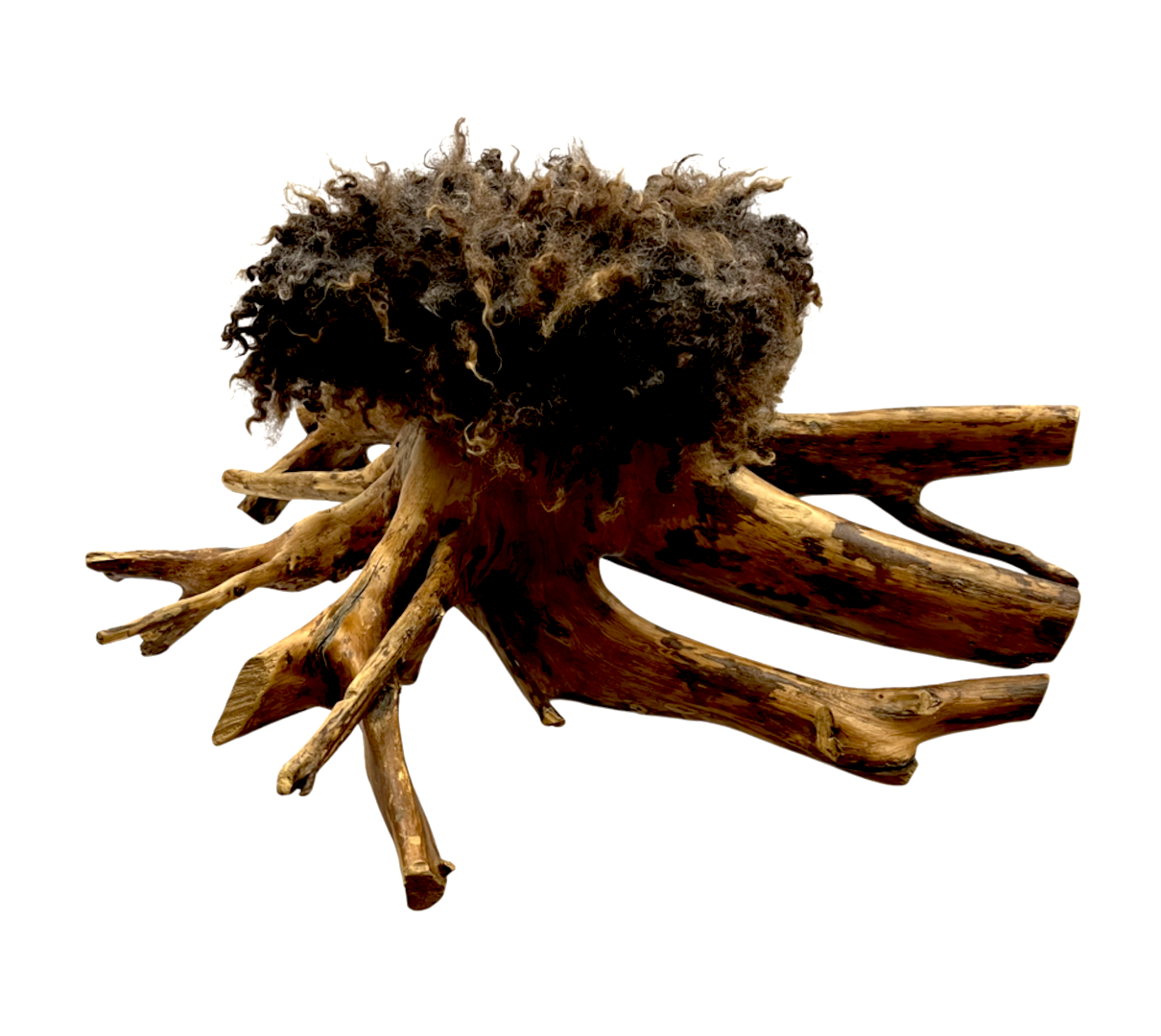 Auburn, Wool + Tree Trunk Stool | Wilder Interiors